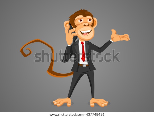 Monkey businessman talking on the phone
