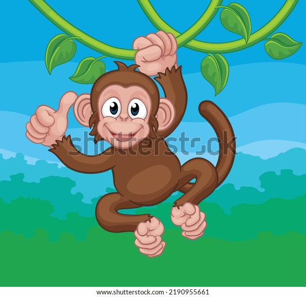 Monkey Cartoon Character Singing On Jungle Stock Vector (Royalty Free ...