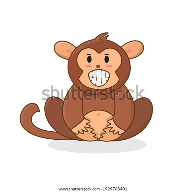 Monkey Cartoon Smiling Face Fun Stock Vector (Royalty Free) 1929768401 ...