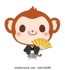 Monkey Character Japanese Stock Vector (Royalty Free) 636142085 ...