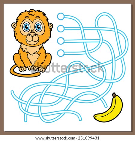 Monkey Educational Maze Kids Game Vector Stock Vector (Royalty Free ...