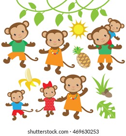Monkey Family Vector Illustration Stock Vector (Royalty Free) 469630253 ...