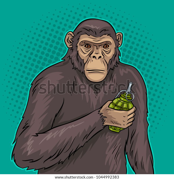 Monkey Grenade Bomb Hand Pop Art Stock Vector (Royalty Free) 1044992383 ...