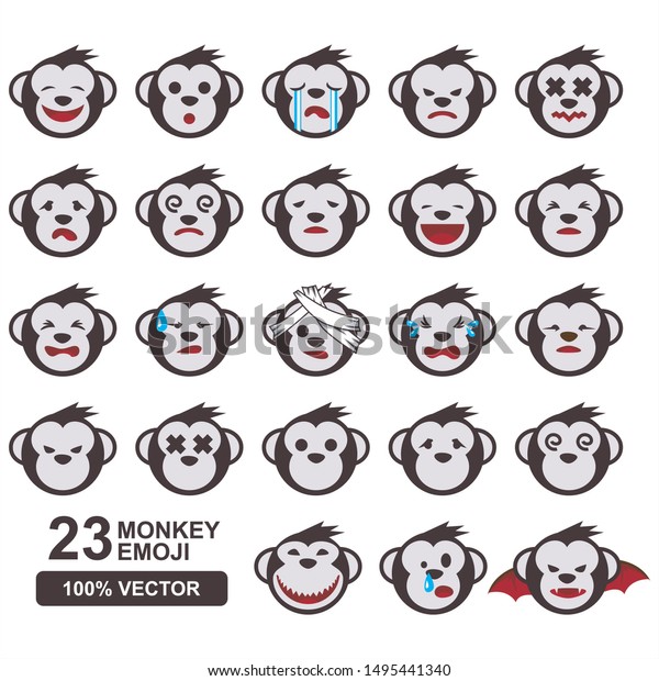 Monkey Head Cartoon Emoji Vector Set Stock Vector (Royalty Free ...