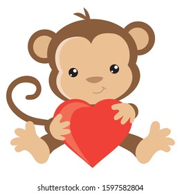 Monkey Heart Vector Cartoon Illustration Stock Vector (Royalty Free ...