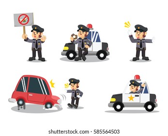 Monkey Police Cartoon Set: vector de stock (libre de regalías ...