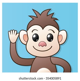 Monkey Raised Paw Waving Hello Stock Vector (Royalty Free) 354005891 ...