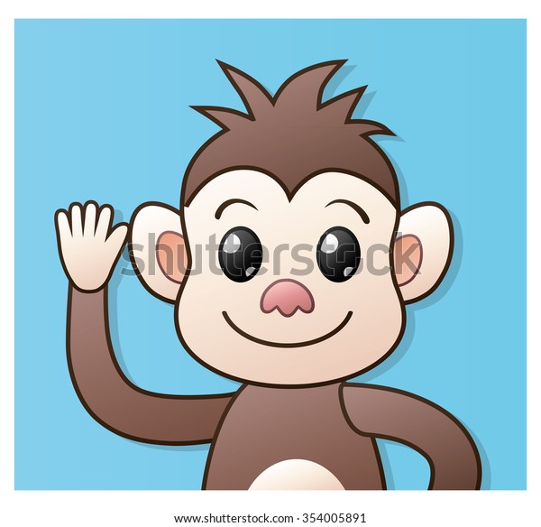Monkey Raised Paw Waving Hello Stock Vector (Royalty Free) 354005891 ...