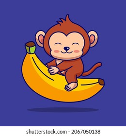 Monkey Riding Banana Vector Cartoon Illustration Stock Vector (Royalty ...