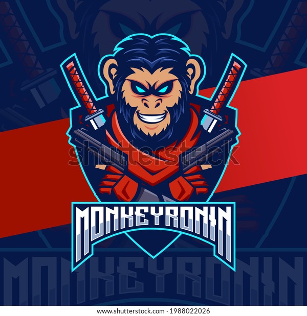 Monkey Samurai Ronin Gun Mascot Esport Stock Vector (Royalty Free ...