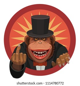 Monkey Smiles Shows His Finger Anyone Stock Vector (Royalty Free ...