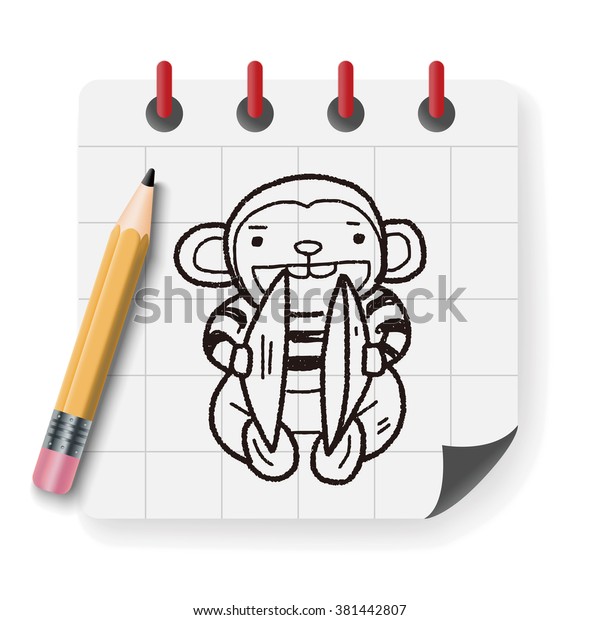 Monkey Toy Doodle Stock Vector (Royalty Free) 381442807