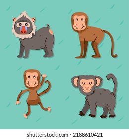 Monkeys Comic Four Characters Animals Stock Vector (Royalty Free ...