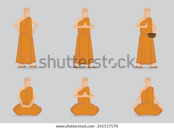 Monks Wearing Simple Yellow Robe Saying Stock Vector (Royalty Free ...