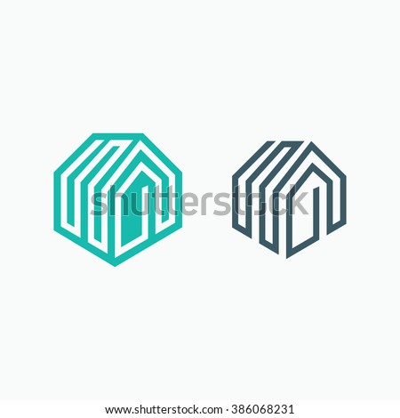 Mono Line House Logo Icon Two Stock Vector (Royalty Free) 386068231 ...