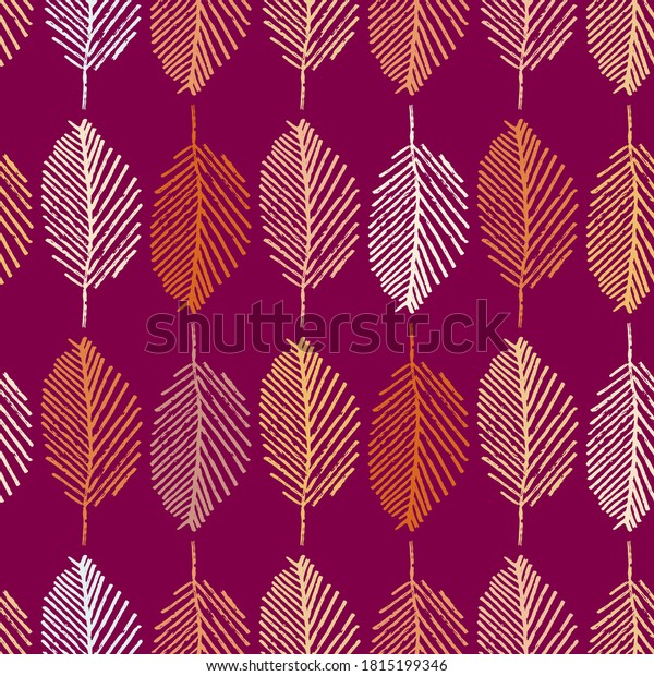 Mono Print Style Leaves Seamless Vector Stock Vector (Royalty Free ...