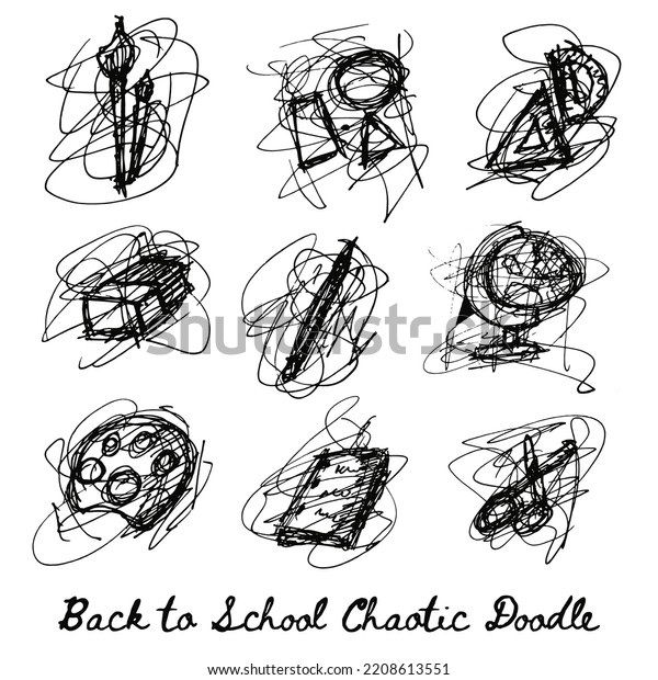 Monochrome Back School Hand Drawing Chaotic Stock Vector (Royalty Free ...