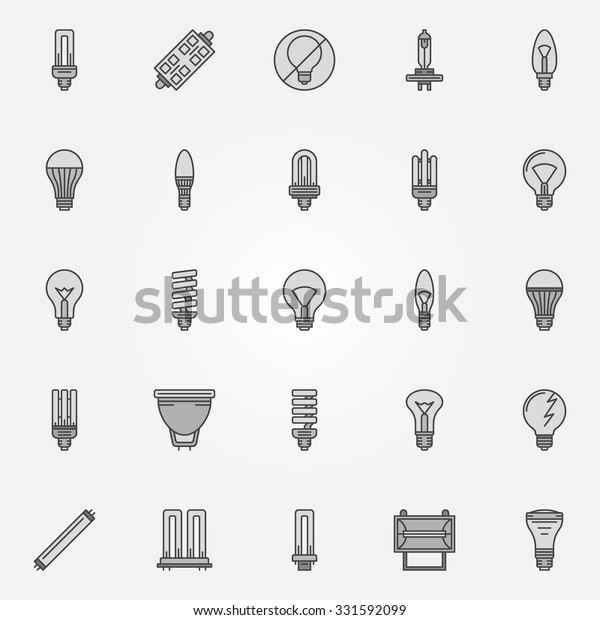 Monochrome Bulb Icons Vector Collection Flat Stock Vector (Royalty Free ...