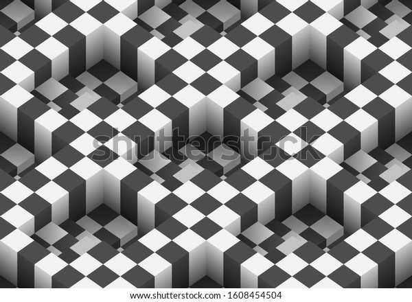 Monochrome Checkered 3d Stairs Vector Seamless Stock Vector (Royalty ...