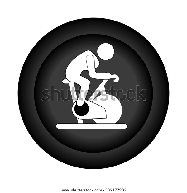 Monochrome Circular Border Silhouette Man Spinning Stock Vector ...