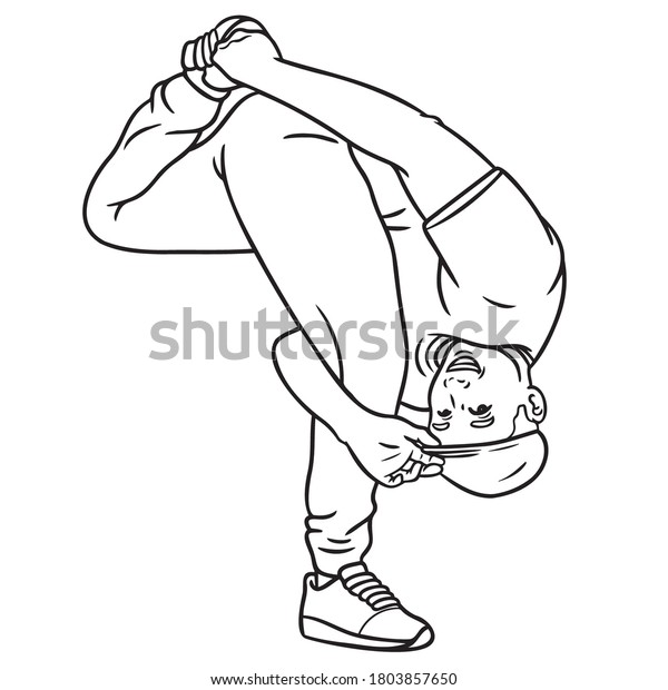 Monochrome Comic Outline Drawing Cool Breakdancer Stock Vector (Royalty ...