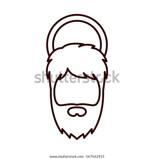 Monochrome Contour Saint Joseph Face: vector de stock (libre de ...