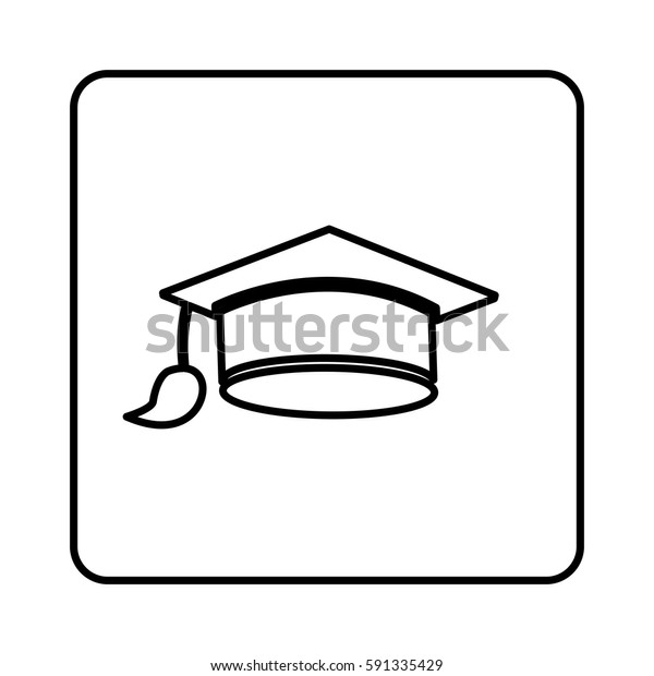 Monochrome Contour Square Graduation Hat Vector Stock Vector (Royalty ...
