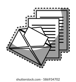 Monochrome Contour Sticker Envelope Mail Documents Stock Vector ...