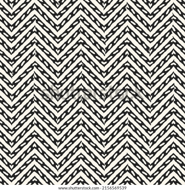 Monochrome Dashed Folk Chevron Pattern Stock Vector (Royalty Free ...
