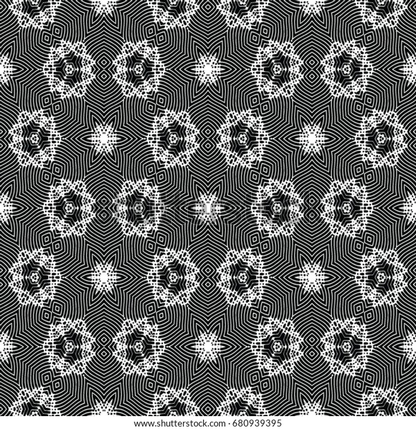Monochrome Engraving Pattern Hexagonal Symmetry Abstract Stock Vector ...