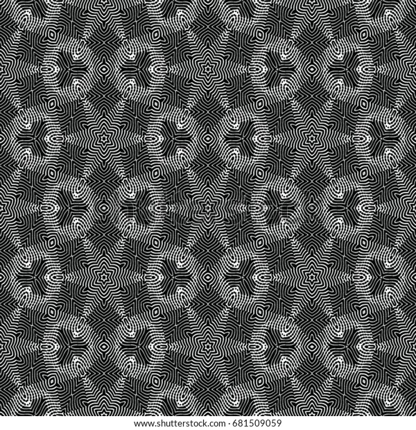 Monochrome Engraving Pattern Hexagonal Symmetry Seamless Stock Vector ...