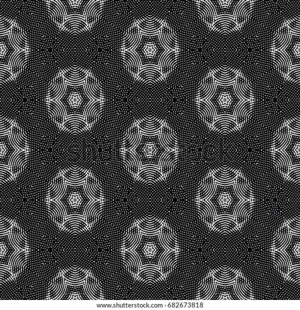Monochrome Engraving Pattern Hexagonal Symmetry Abstract Stock Vector ...