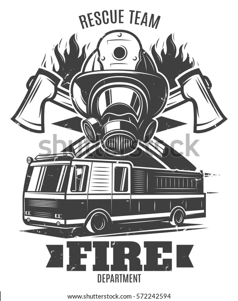 Monochrome Firefighting Template Rescue Mask Fire Stock Vector (Royalty ...
