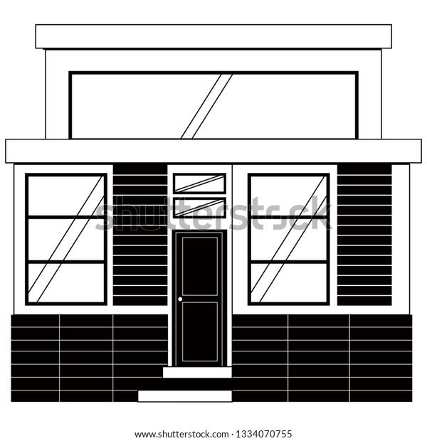 Monochrome Front View Modern House Vector Stock Vector (Royalty Free ...
