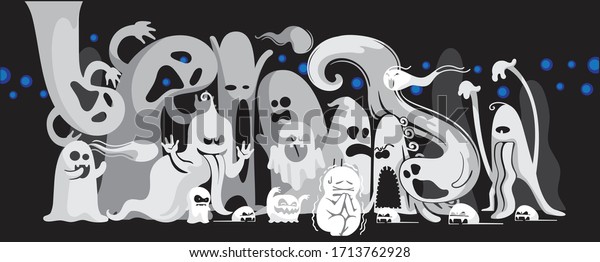 Monochrome Ghost Apparition Spook Horror Set Stock Vector (Royalty Free ...