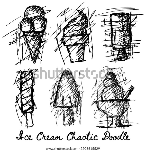 Monochrome Hand Drawing Chaotic Doodles Stock Vector (Royalty Free ...