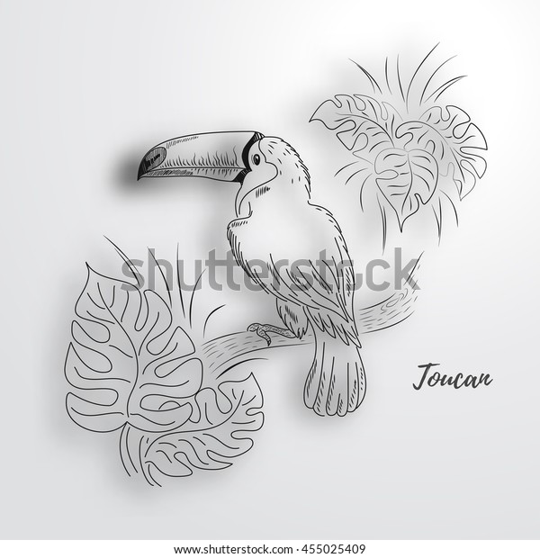 Vektor Stok Monochrome Hand Drawing Vector Illustration Realistic ...