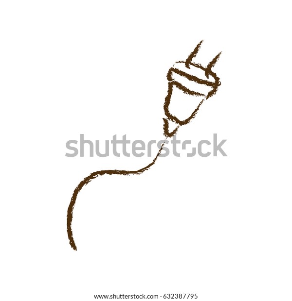 Monochrome Hand Drawn Silhouette Plug Connector Stock Vector (Royalty ...