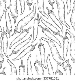 Monochrome Hot Chilli Pepper Seamless Pattern Stock Vector (Royalty ...