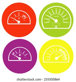 Monochrome Icon Set Car Speedometer Tachometer Stock Vector (Royalty ...