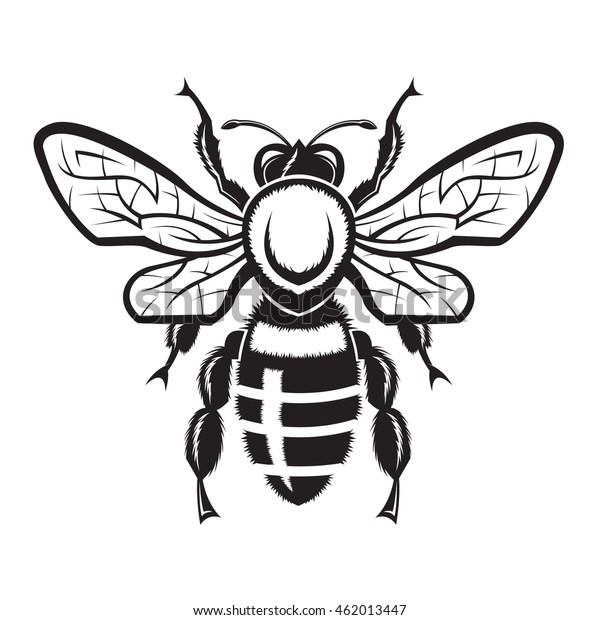Monochrome Illustration Bee Stock Vector (Royalty Free) 462013447 ...
