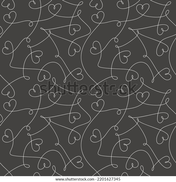 Monochrome Line Heart Shapes Vector Seamless Stock Vector (Royalty Free ...