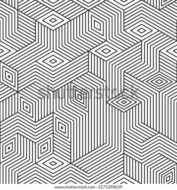 Monochrome Line Styled Background Seamless Pattern Stock Vector ...