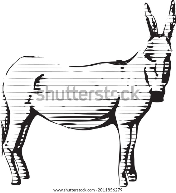 Monochrome Linear Etching Engraving Farm Animals Stock Vector (Royalty ...