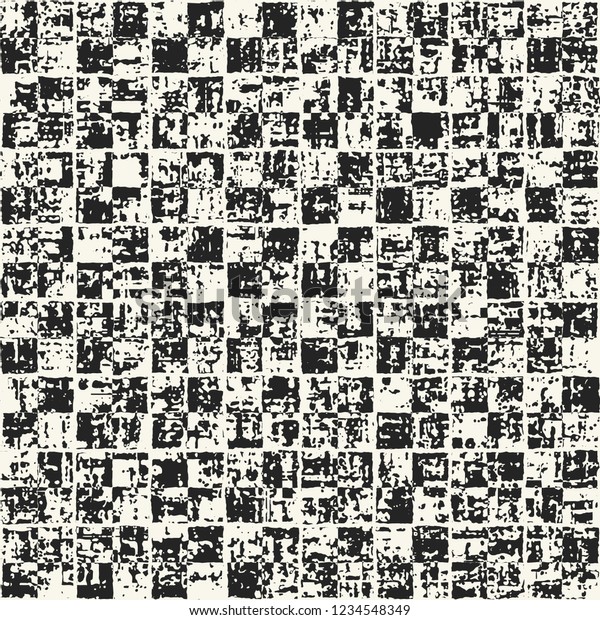 Monochrome Paintsplattered Effect Checkered Textured Background: vector ...