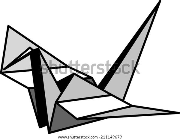 Monochrome Paper Crane Icon Vector Stock Vector (Royalty Free ...