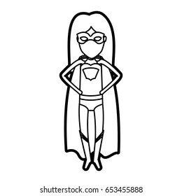 Monochrome Thick Contour Standing Faceless Superhero Stock Vector ...