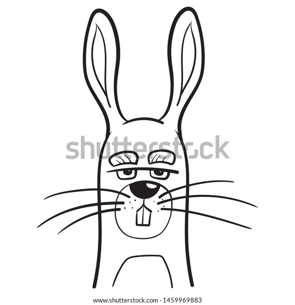 Monochrome Vector Illustration Annoyed Rabbit Long Stock Vector ...