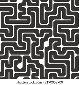 Monochrome Wavy Maze Seamless Pattern Stock Vector (Royalty Free ...