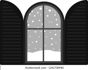 Monochrome Wnter Snowfall Simple Window Stock Vector (Royalty Free ...